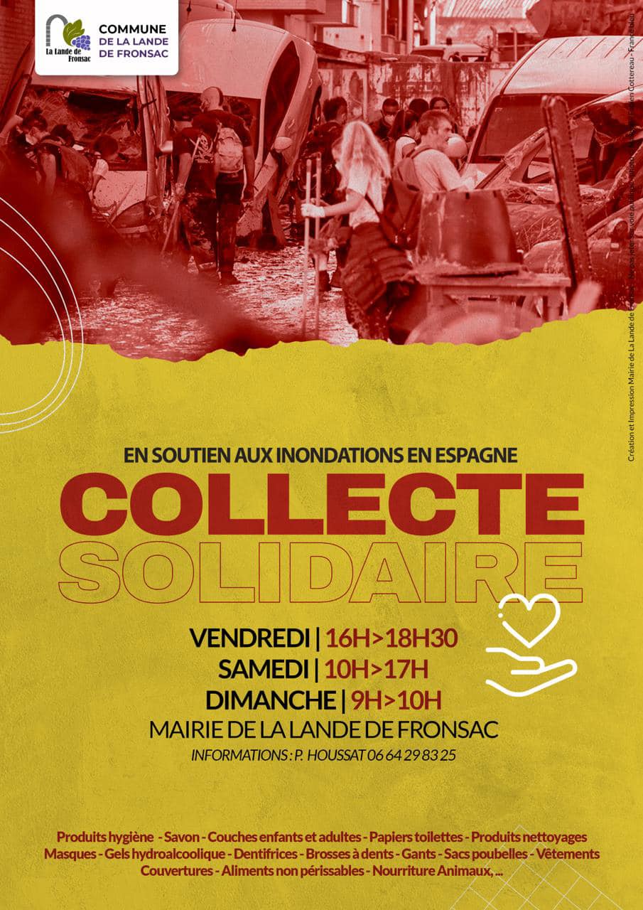 SOLIDARITÉ APPEL AUX DONS - La Lande de Fronsac